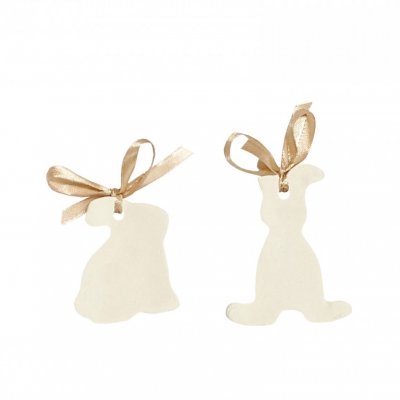 Set Doi Iepurasi Ceramica: Decor Paște din ceramică neglazurată, Ceramical